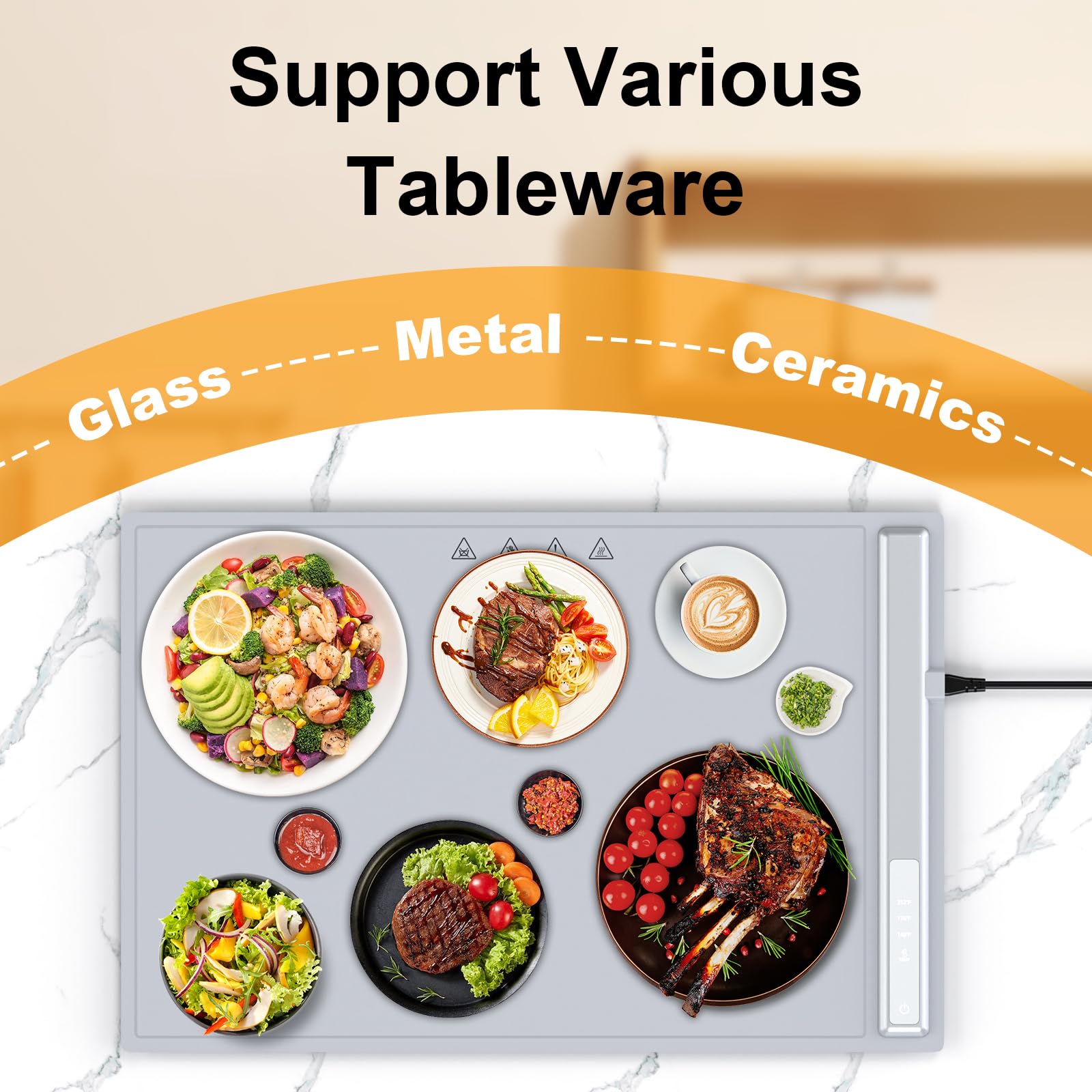 Electric Warming Trays for Food Portable Full-Surface Heating Mat, Foldable Silicone Food Warmer for Parties, Buffet, and Kitchen Use