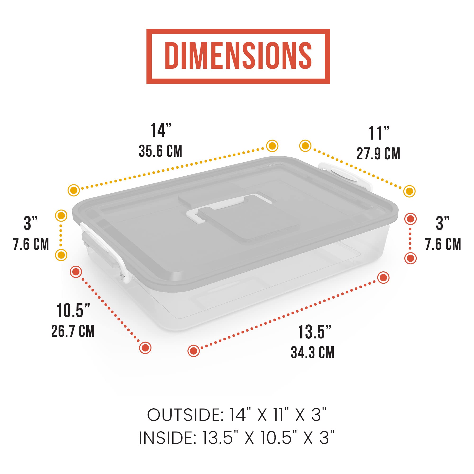 Chef Pomodoro Pizza Dough Proofing Box, 14 x 11-Inch, Pizza Dough Container, Fits 4-6 Dough Balls, Household Pizza Dough Tray With Convenient Carry Handle (Grey)