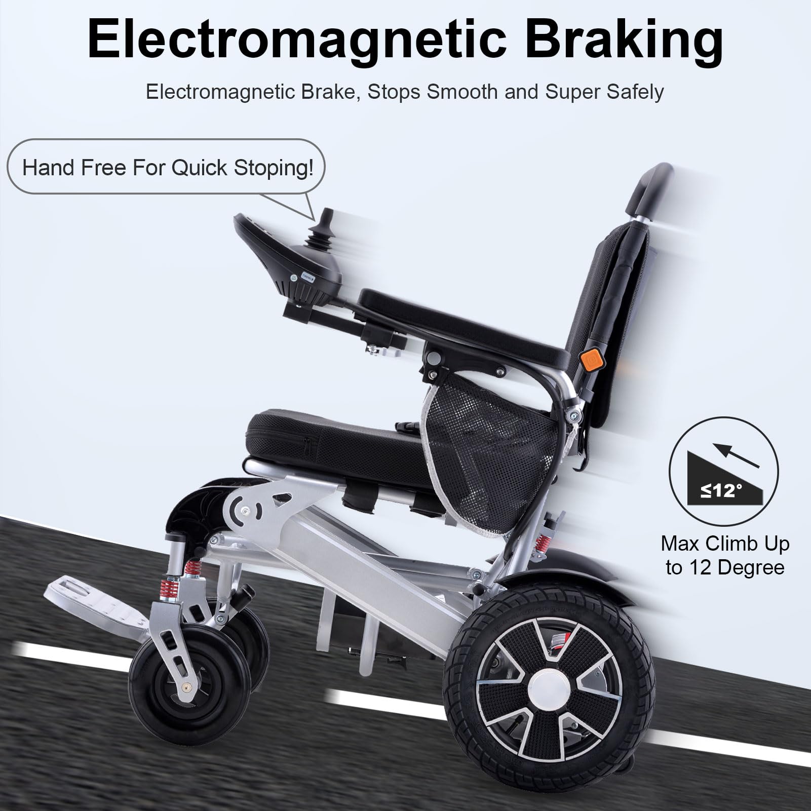 Electric Wheelchair 2024 New Update Folding Power Mobility Wheelchair Weight 64 lbs with 12" Solid Rear Tires More Stable