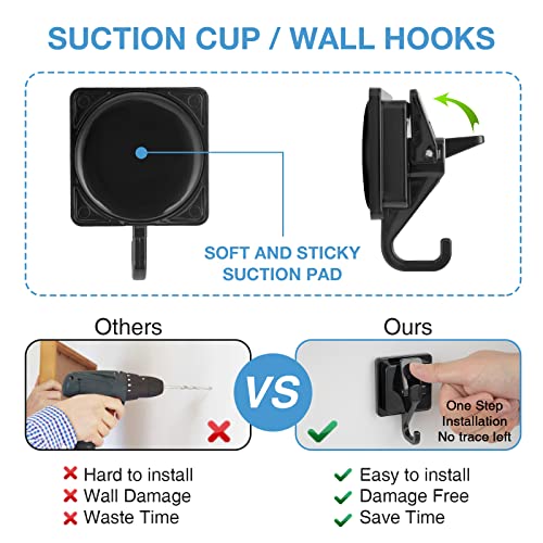 Khdrvok Heavy Duty Vacuum Square Cup Hook, Easy to Install and Remove, Black- Plated Plished Super Suction for Kitchen, Bathroom and Restroom, 2Pack