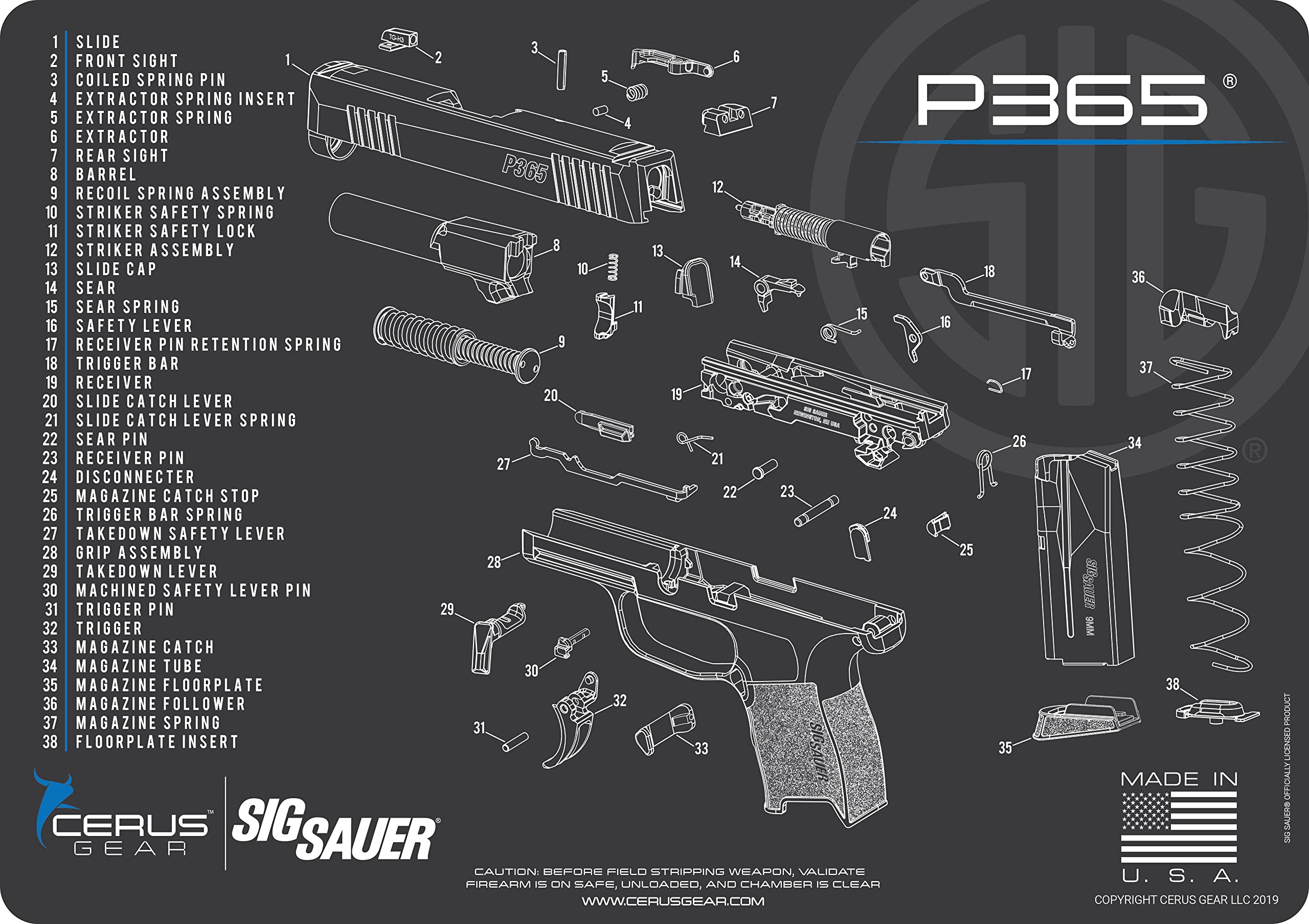 Cerus Gear HM-SIG-365-SCH-GRY Licensed Sig365 Schematic; Char Gray **