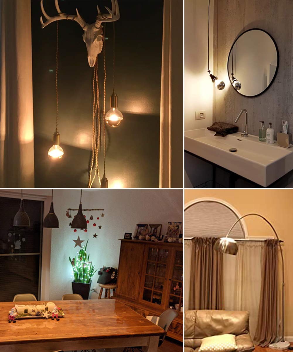 CKWPY G25/ G80 Half Chrome Light Bulb, 6W Dimmable LED Filament Vintage Globe Light, Warm White 2700K, E26 Base for Dining Table, Dressing Room, Vanity Strip, 1 Pack