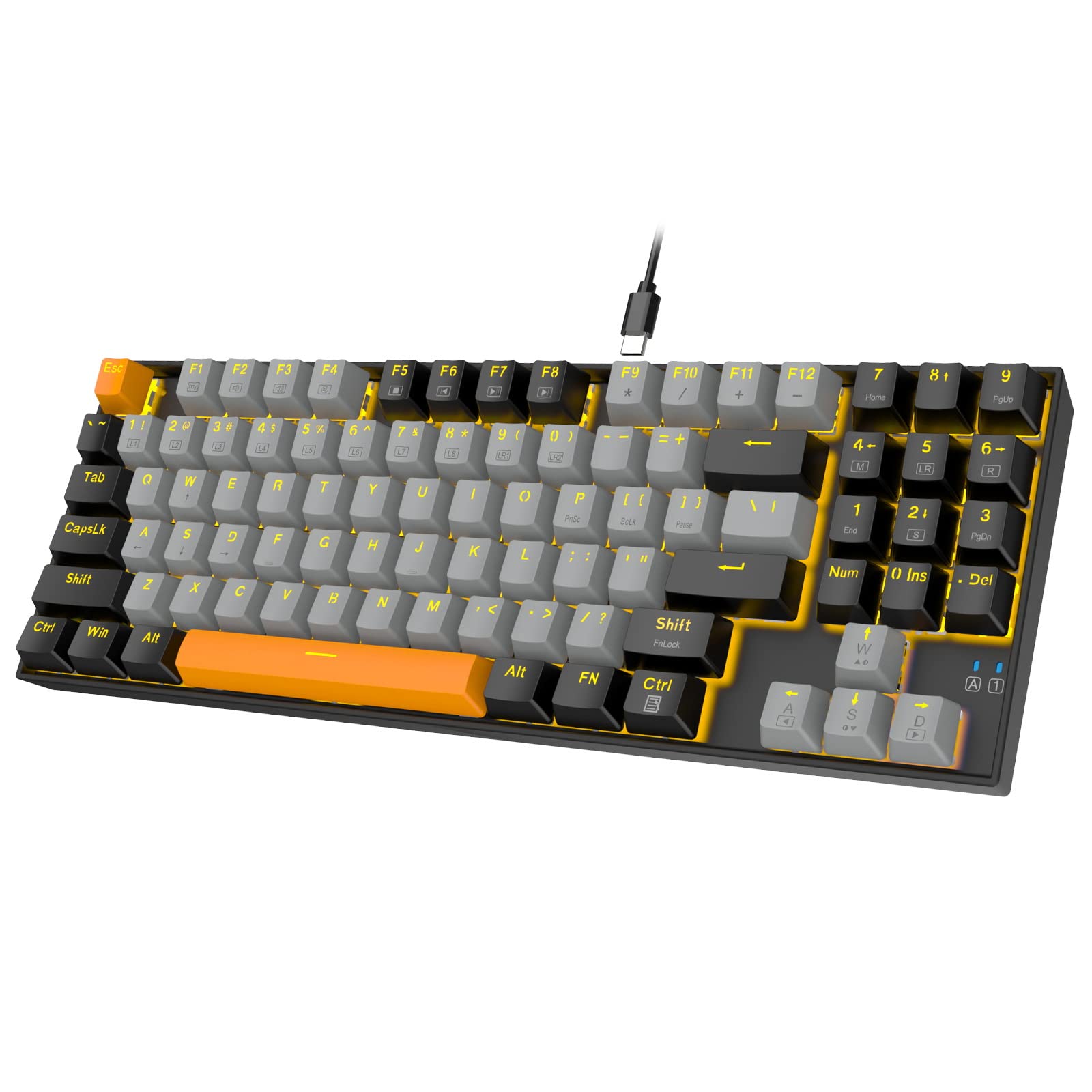 E-YOOSO Mechanical Keyboard, Wired Compact LED Backlit Computer Keyboard with Number Pad, 89 Keys Mechanical Gaming Keyboard with Linear Red Switch for Windows/Mac, Laptop/PC