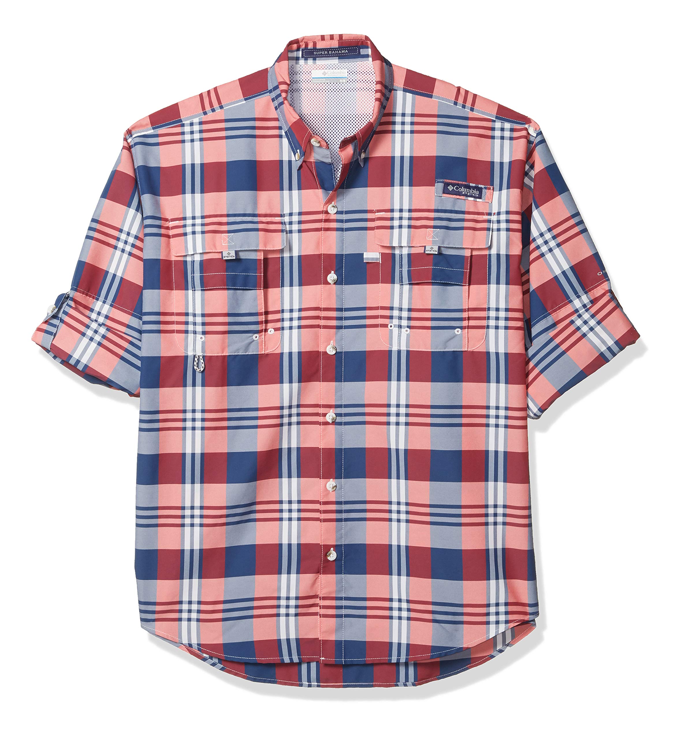 Columbia Men's Super Bahama Long Sleeve Shirt, Carbon Multi Plaid, X-Small