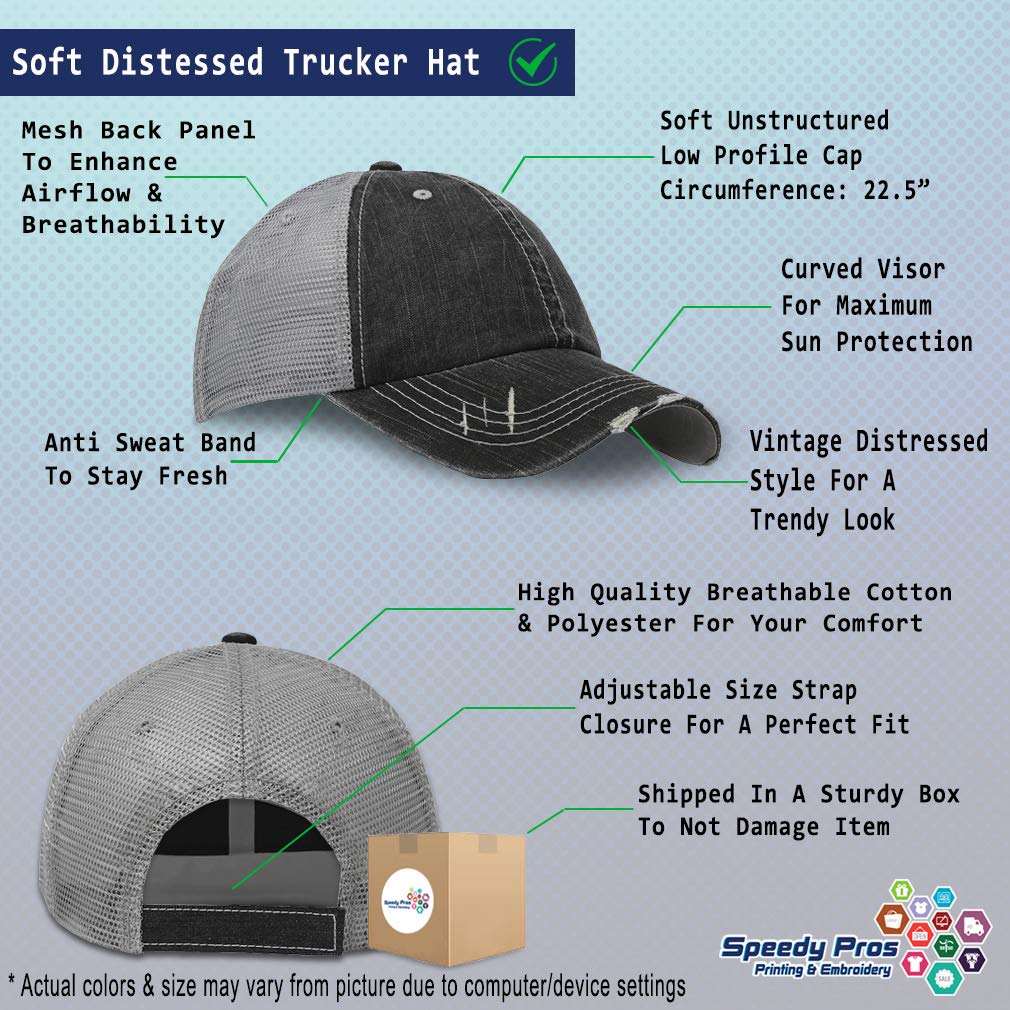 Custom Distressed Trucker Hat Plumber Leaky Faucet Embroidery Cotton for Men & Women Strap Closure Black Gray Design Only