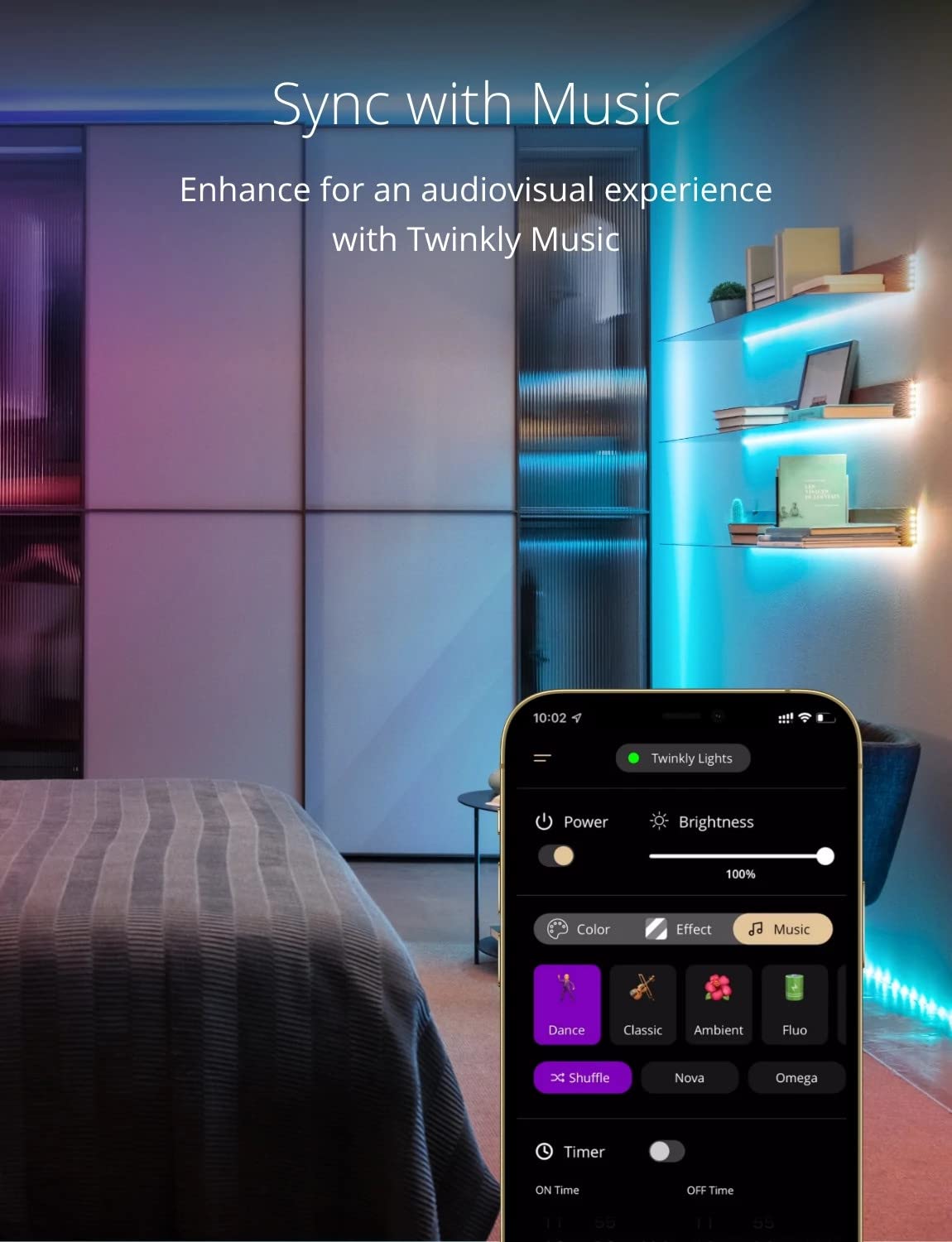 Twinkly Line Extension Kit 5ft, Magnetic and Adhesive Multicolor LED Strip, Pair It with Line Starter Kit, Compatible with Alexa, and Google Home, 16 M+ Colors, App Mapping, Black Wire