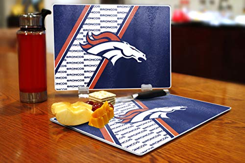 Duck House NFL Denver Broncos Tempered Glass Cutting Board with Display Stand , white, 10" X 14"