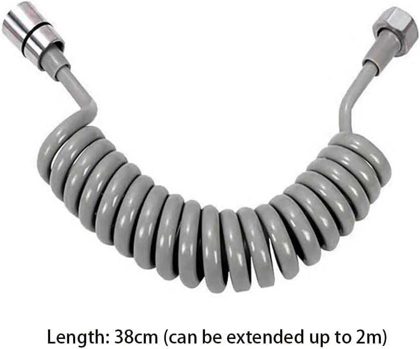 Fat-Cattie Bidet Sprayer Tube, Household Bathroom Toilet PU Handheld Bidet Sprayer Spring Tube Hose Accessory, 2M (Gray)