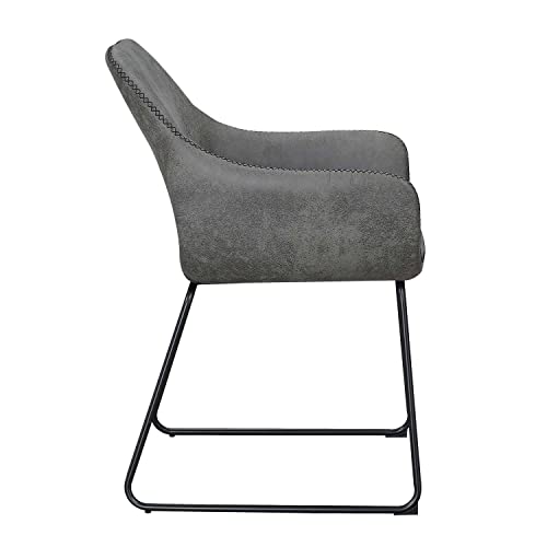 Convenience Concepts Take a Seat Samantha Arm Chair, Antique Gray Faux Suede/Black