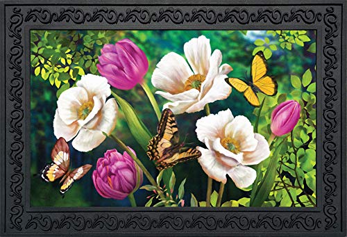 Butterflies and Pansies Spring Doormat Mason Jars Indoor Outdoor 30" x 18"