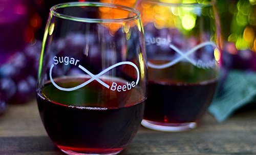 Custom Engraved Couples Infinity Stemless Wine Glasses - Set of Two