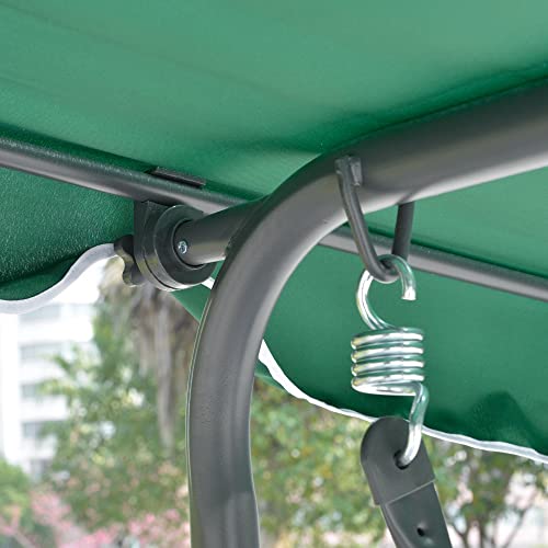Outsunny 3-Person Porch Swing with Canopy, Patio Swing Chair, Outdoor Canopy Swing Bench with Adjustable Shade, Cushion and Steel Frame, Green