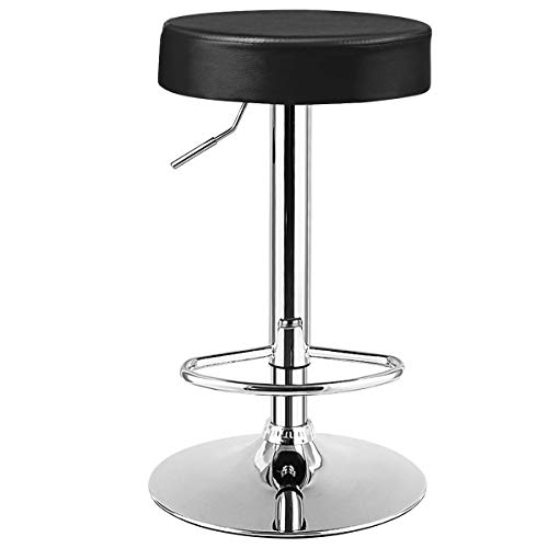 COSTWAY Bar Stools Set of 4, Modern Swivel Backless Round Barstool, PU Leather Armless bar Chair with Height Adjustable, Chrome Footrest, Sturdy Metal Frame for Kitchen Bistro Pub (4 pcs, Black)