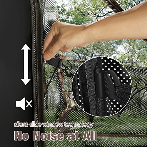 MOFEEZ Hunting Blind, 270°Shoot Through Mesh with Silent Sliding Window, 2-3 Person Ground Deer Stand Pop Up Tent with Portable Bag and Tent Stakes (Camo, 58 "Lx58 Wx66 H)