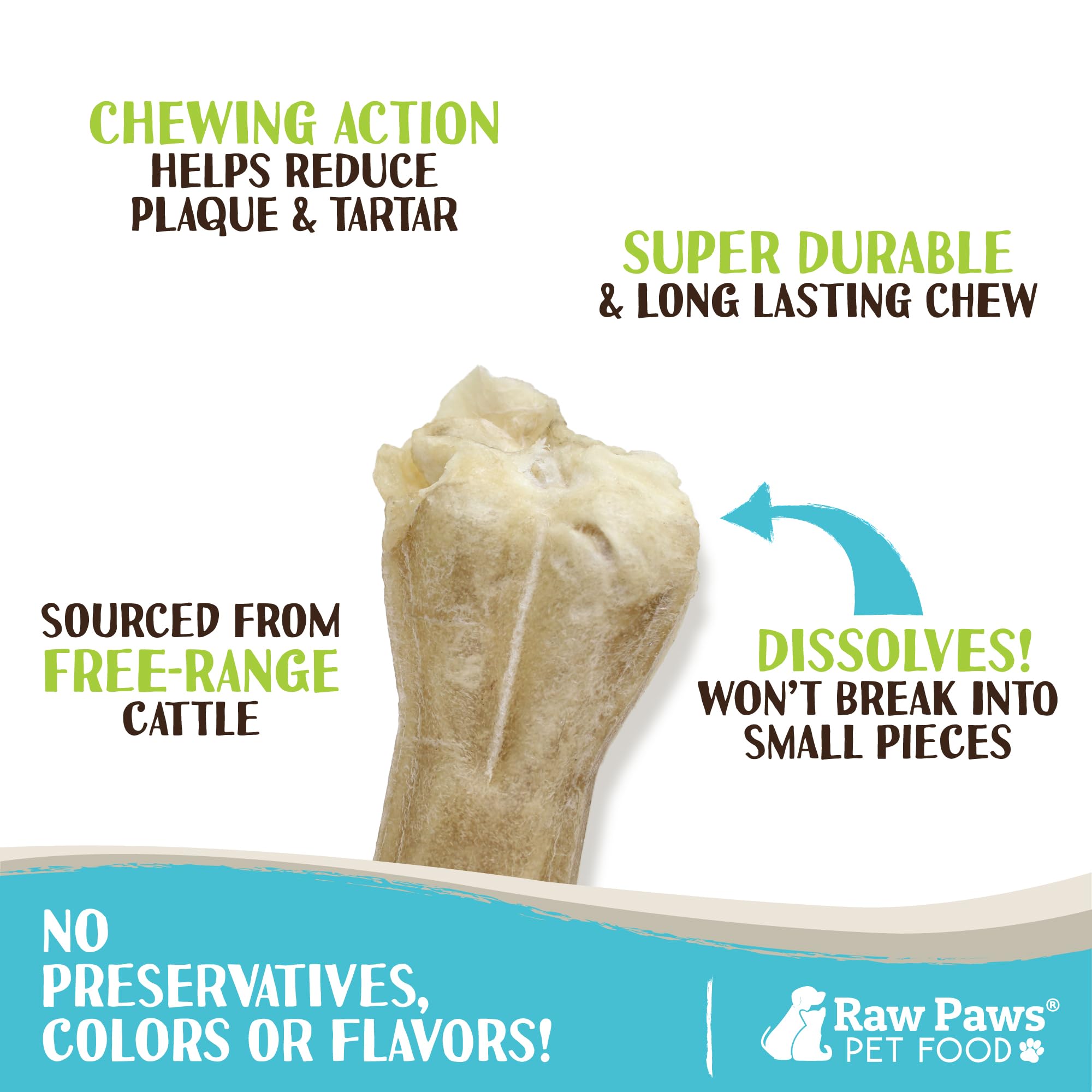 Raw Paws Compressed Rawhide Bones for Dogs, 8-inch, 10-Count - Packed in USA - Long Lasting Dog Chews - Natural Pressed Rawhides - Rawhide Bones for Large Dogs - Raw Hide Bones for Aggressive Chewers