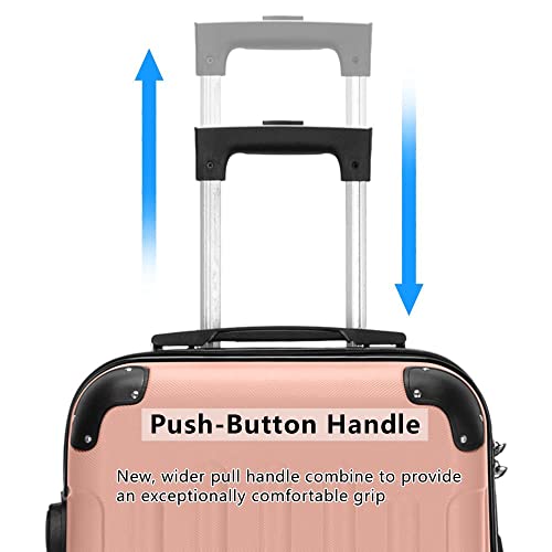 Outvita Hardside Luggage Set 3 Piece Carry on Suitcase with TSA Lock & Spinner Wheels, Lightweight Portable Travel Rolling Luggage, Rose Gold