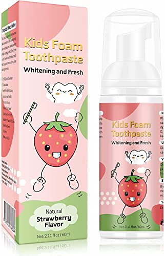 Kids Foam Toothpaste with Low Fluoride,Toddler Anti-Cavity Foaming Toothpaste for U Shaped Toothbrush Electric Toothbrush for Children Kids Ages 3 Plus Strawberry Flavor,60ml(2.11 fl oz)