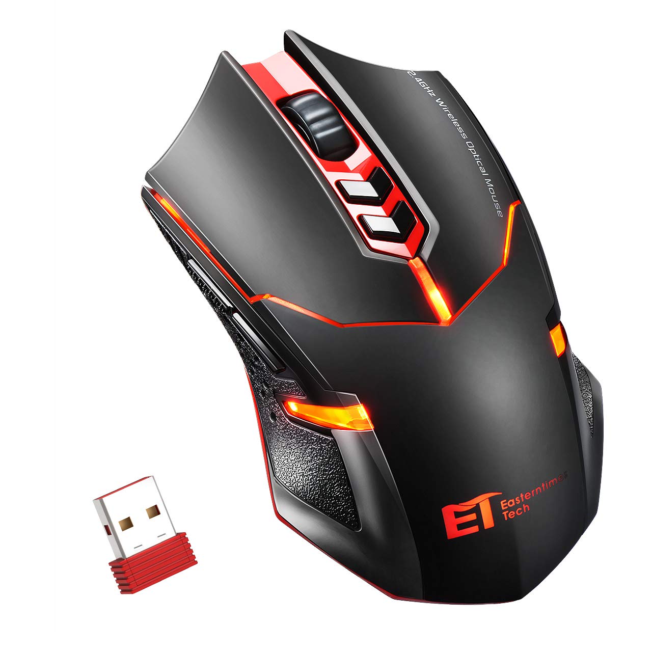 Cudote 2.4G USB Mouse Gaming & Office Mice,Wireless Laptop Mouse- Cordless Computer Mouse 5 Adjustable DPI, Plug & Play for PC, Windows, Mac, Red