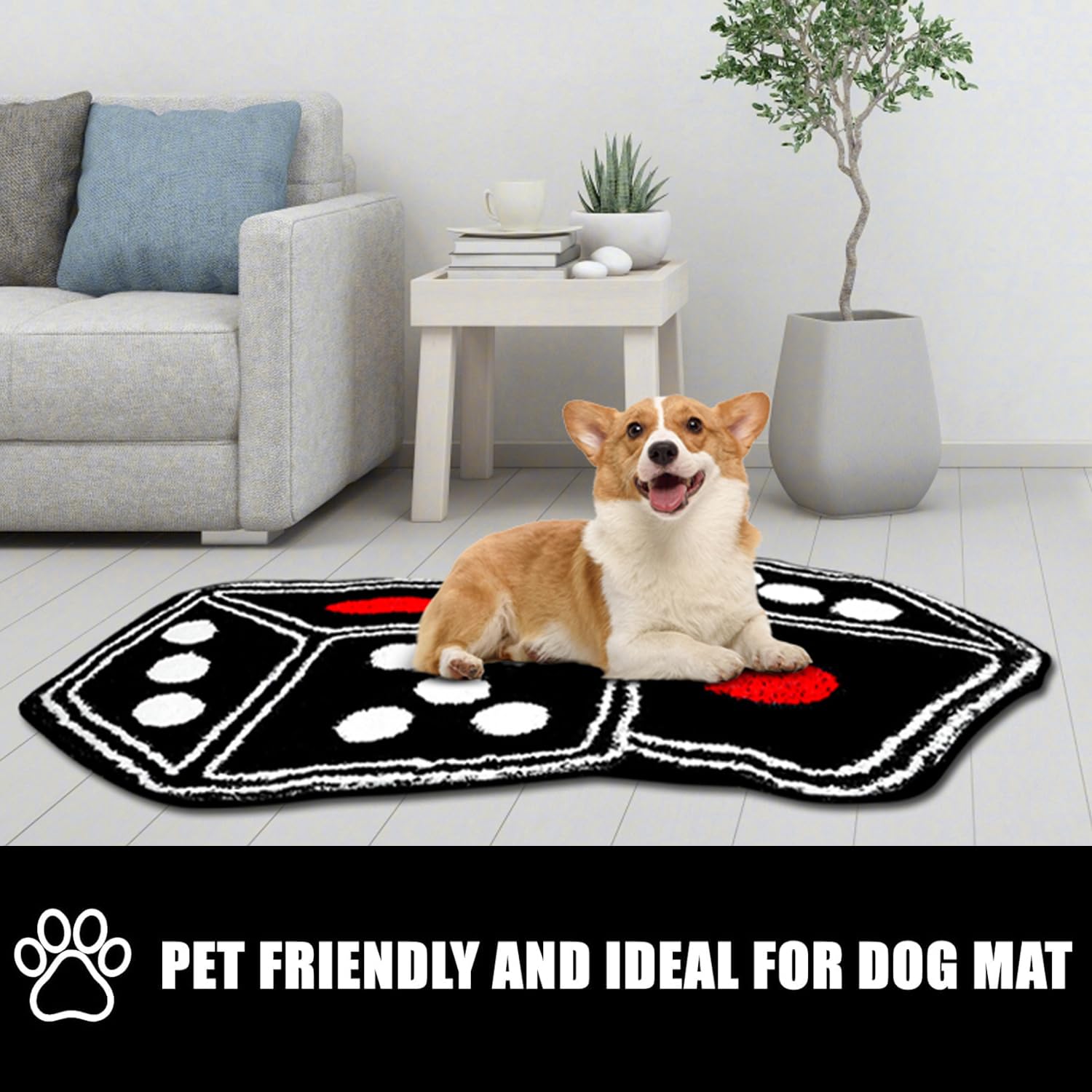 Dice Rug, Cool Dice Decor Mat, Unique Aesthetic Retro Small Area Rugs, Machine Washable Non-Slip Tufted Dice Rugs for Bathroom Bedroom Kitchen Y2K Room Decor (31.5" X 47.2" Black)