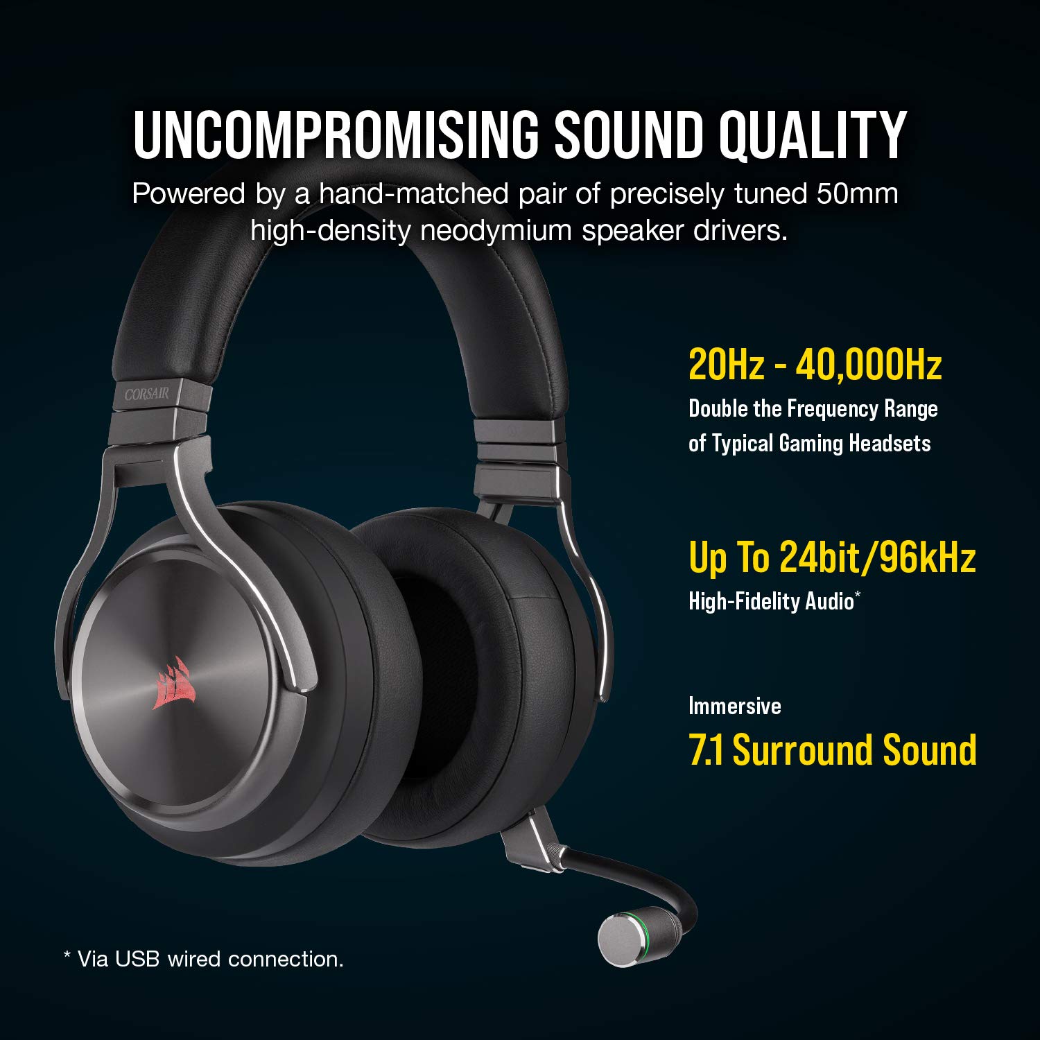 Corsair Virtuoso RGB Wireless SE Gaming Headset - High-Fidelity 7.1 Surround Sound with Broadcast Quality Microphone - Memory Foam Earcups - 20 Hour Battery Life Works w/ PC, MacOS, PS5 - Gunmetal