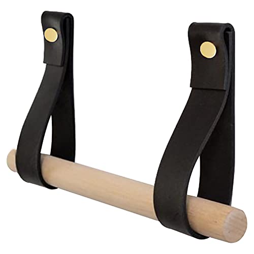 Leather Wall Hook ZZLZX 4PCS Artificial Leather Strap Hangers Wall Mounted Leather Hooks, Wall Hanging Strap Towel Leather Hooks for Towel Bathroom Kitchen Bedroom Black