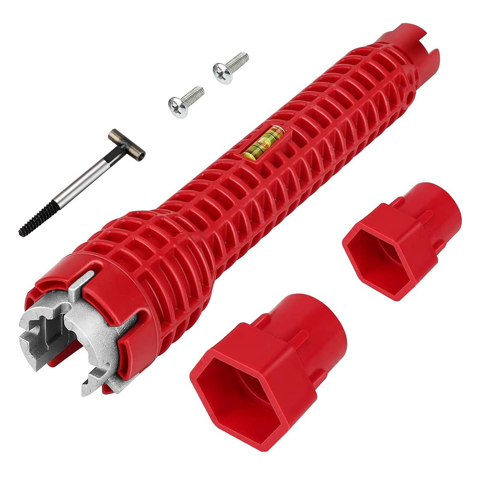 Faucet and Sink Installer Tool,8 in 1 Faucet and Sink Installer Multi Tool,Multi-Purpose Plumbing Tool Multifunctional Repair Installation Hand Tools For Toilet Bowl/Sink/Kitchen(One-way Red)