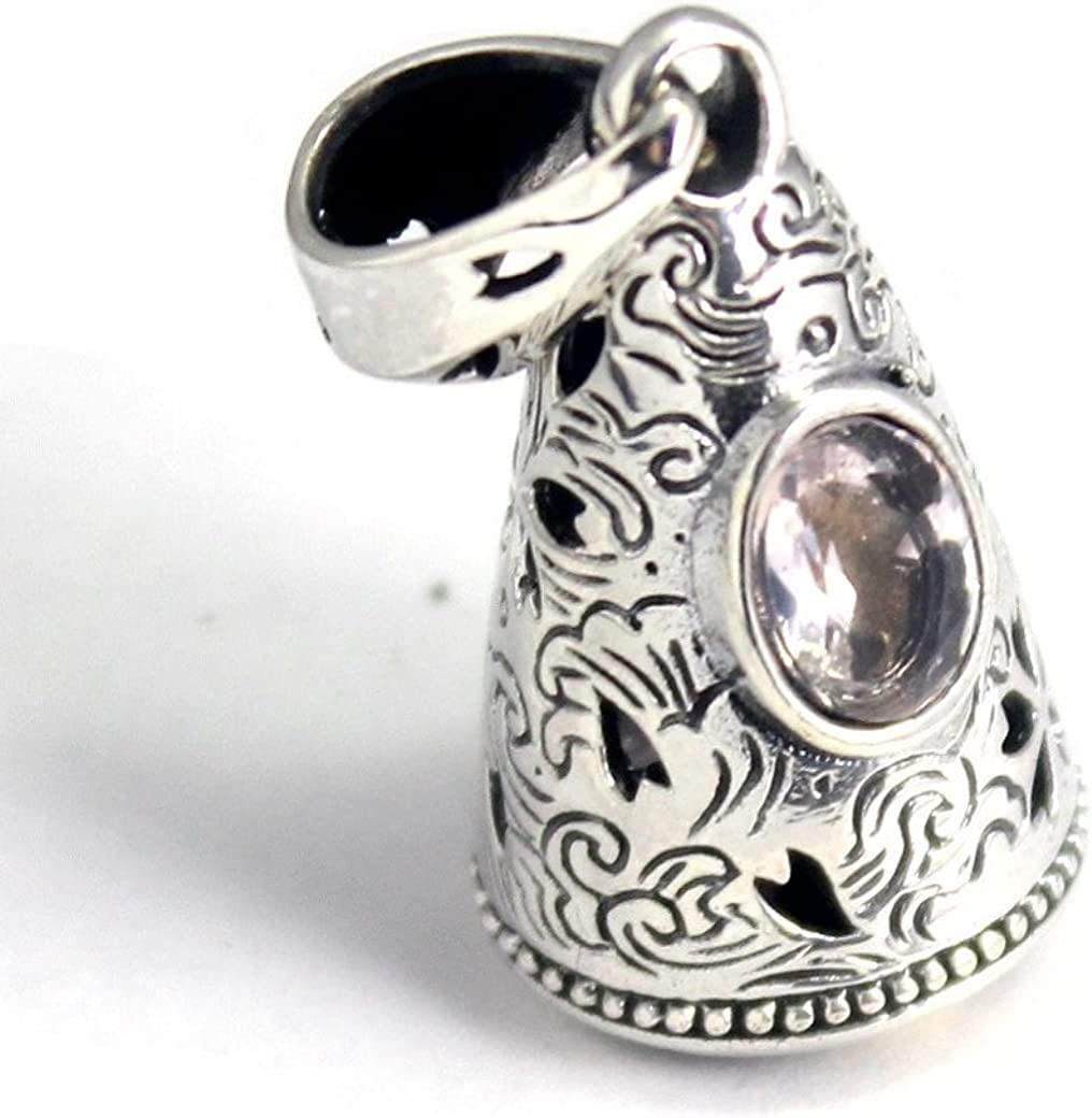COSUMOSU Cherry blossoms flower Bell Rose Quartz 925 Sterling Silver Pendant
