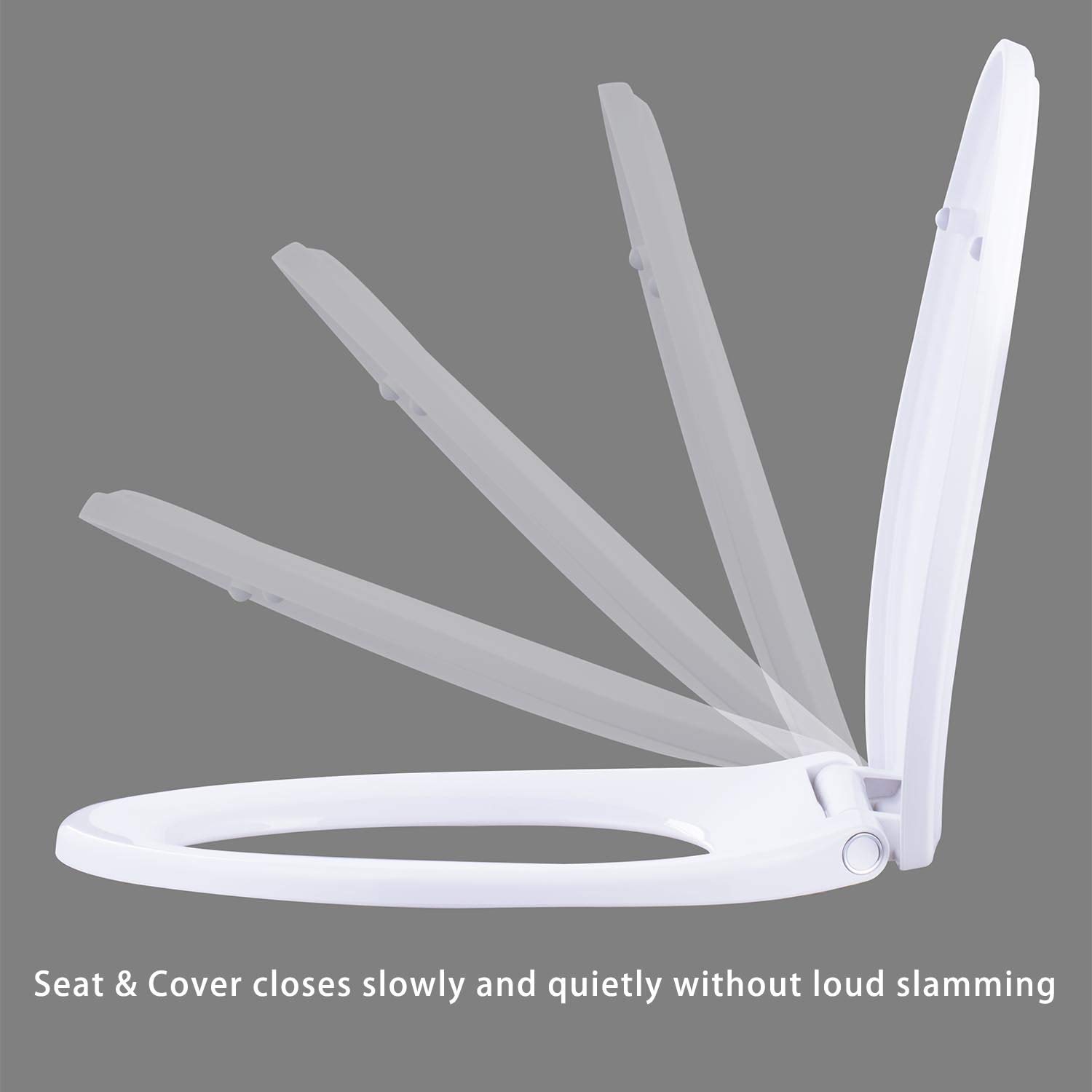 Hibbent Premium One Click Elongated Toilet Seat with Cover(Oval) with Bidet Attachment for Toilet