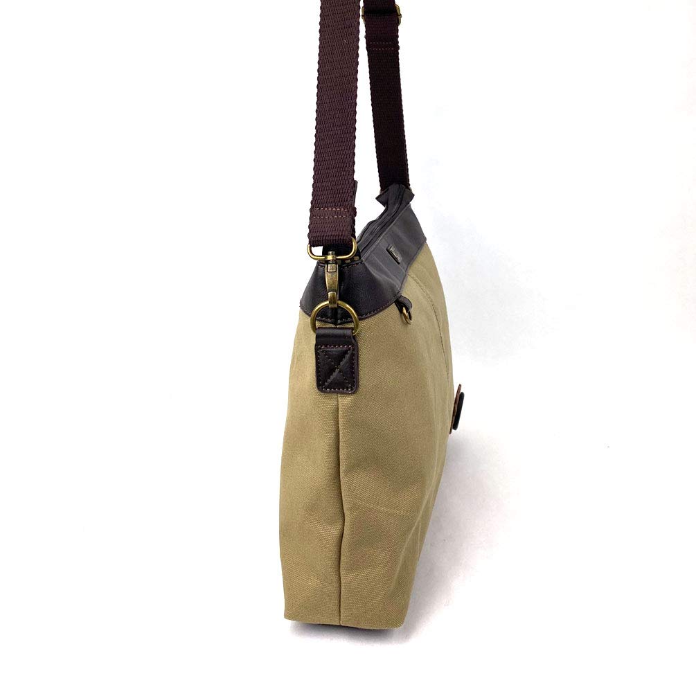 CHALA Canvas Convertible Stripe Work Tote with Chala Key-Fob in Light Olive (Poodle Coin Purse)