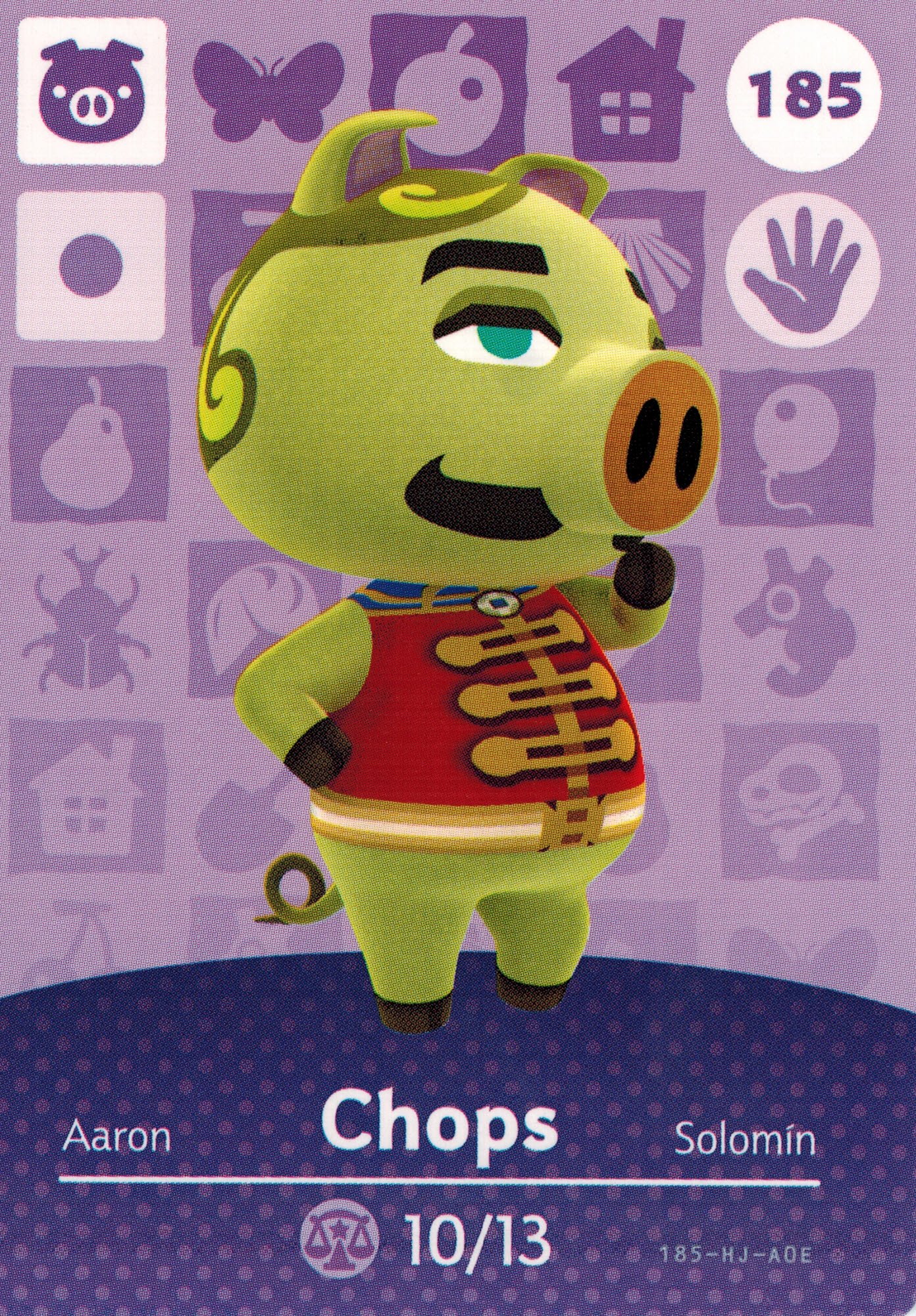 Nintendo Animal Crossing Happy Home Designer Amiibo Card Chops 185/200 USA Version