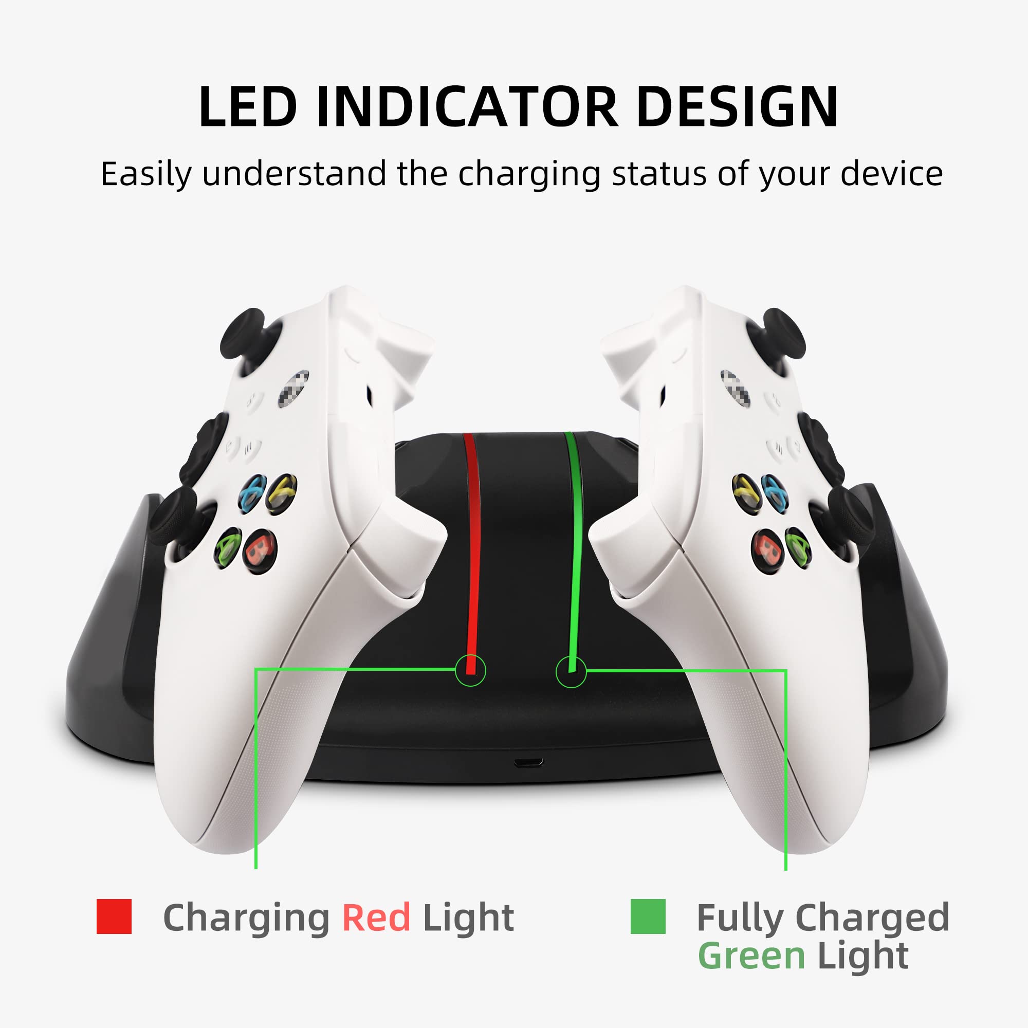 Controller Charger for Xbox Series X, Charger Stand Dock and Rechargeable Battery Pack for for Xbox One/One X/One S/One Elite/Series X/Series S Controller, with Battery Cover and Charging Cable