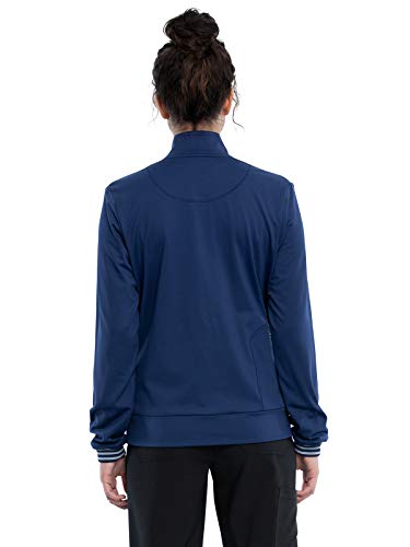 Cherokee iFlex Women's Zip Front Knit Scrub Jacket, CKK361, Navy, L