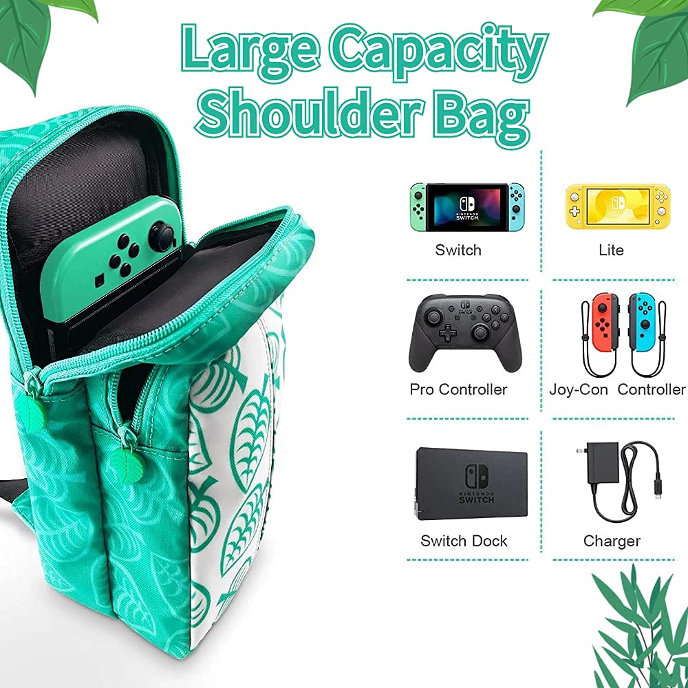 Eamily Nylon Waterproof Portable Shoulder bags Compatible for Nintendo Switch/Switch OLED & Accessories, Backpack Crossbody Travel Bag, Carrying Case