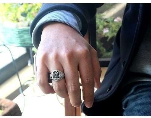 COSUMOSU Sterling Silver Our Lady of Guadalupe Virgin Mary Open Ring Adjustable for men