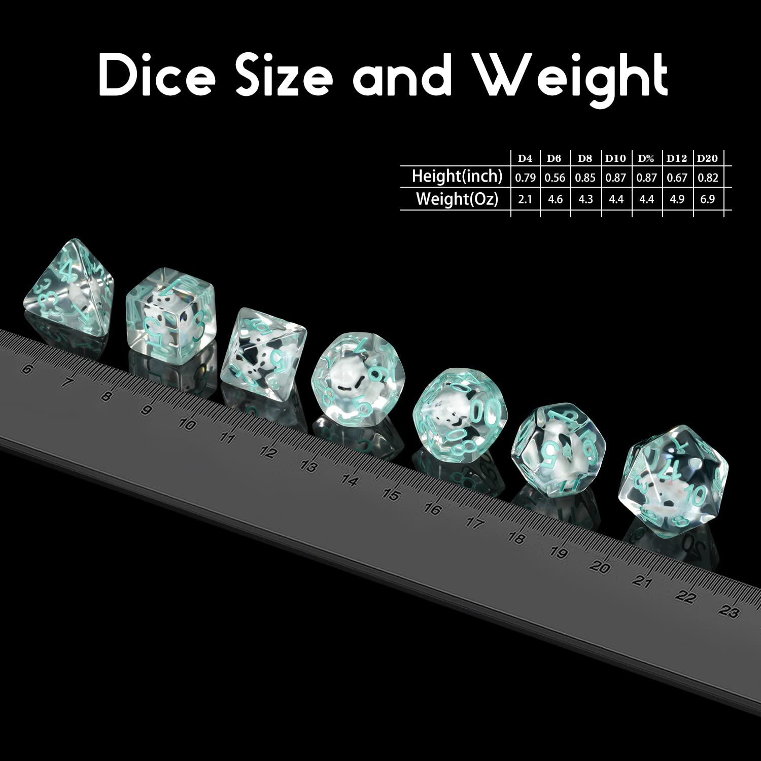 Cat Dice Dice DND, DNDND 7PCS Resin D&D Dice with Velvet Bag for Dungeons and Dragons Role Playing Games and Tabletop Games(Cat