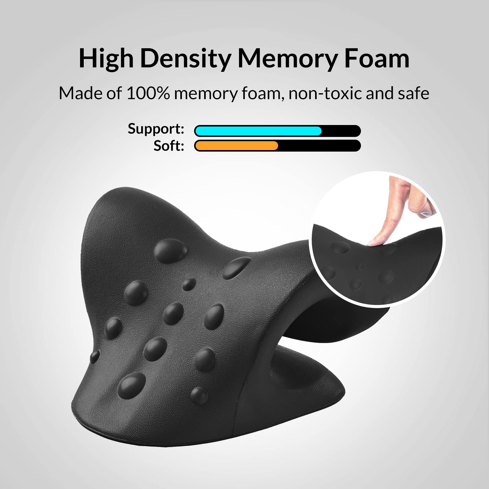 ELEVON Neck Stretcher for Pain Relief,Cervical Traction Device Pillow for Muscle Relax and Neck Hump Correction, Neck and Shoulder Relaxer for TMJ Pain Relief and Cervical Spine Alignment (Black)
