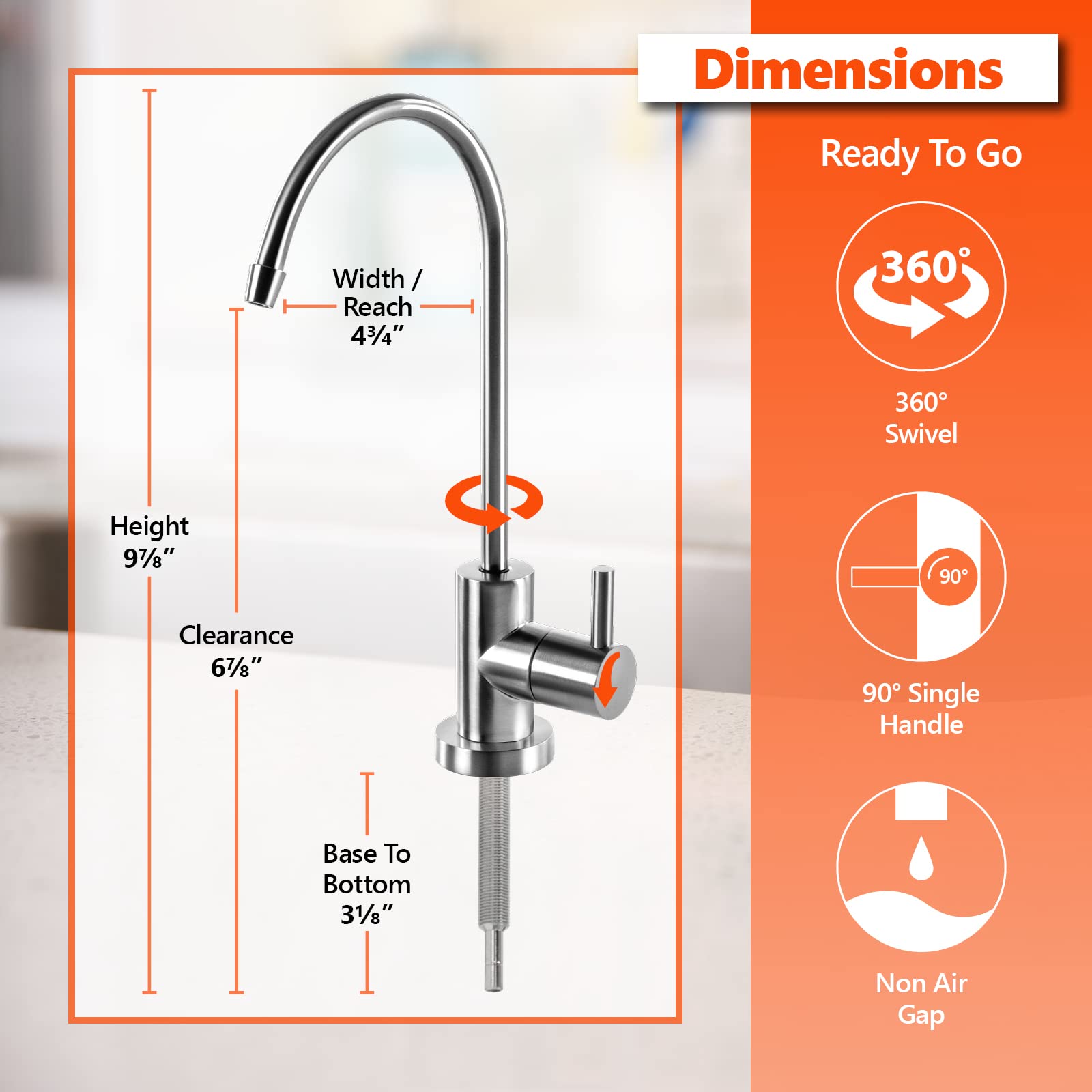 Express Water Modern Water Filter Faucet β Chrome β Drinking Water Faucet β Reverse Osmosis Filtration System and Kitchen Sink Beverage Faucet