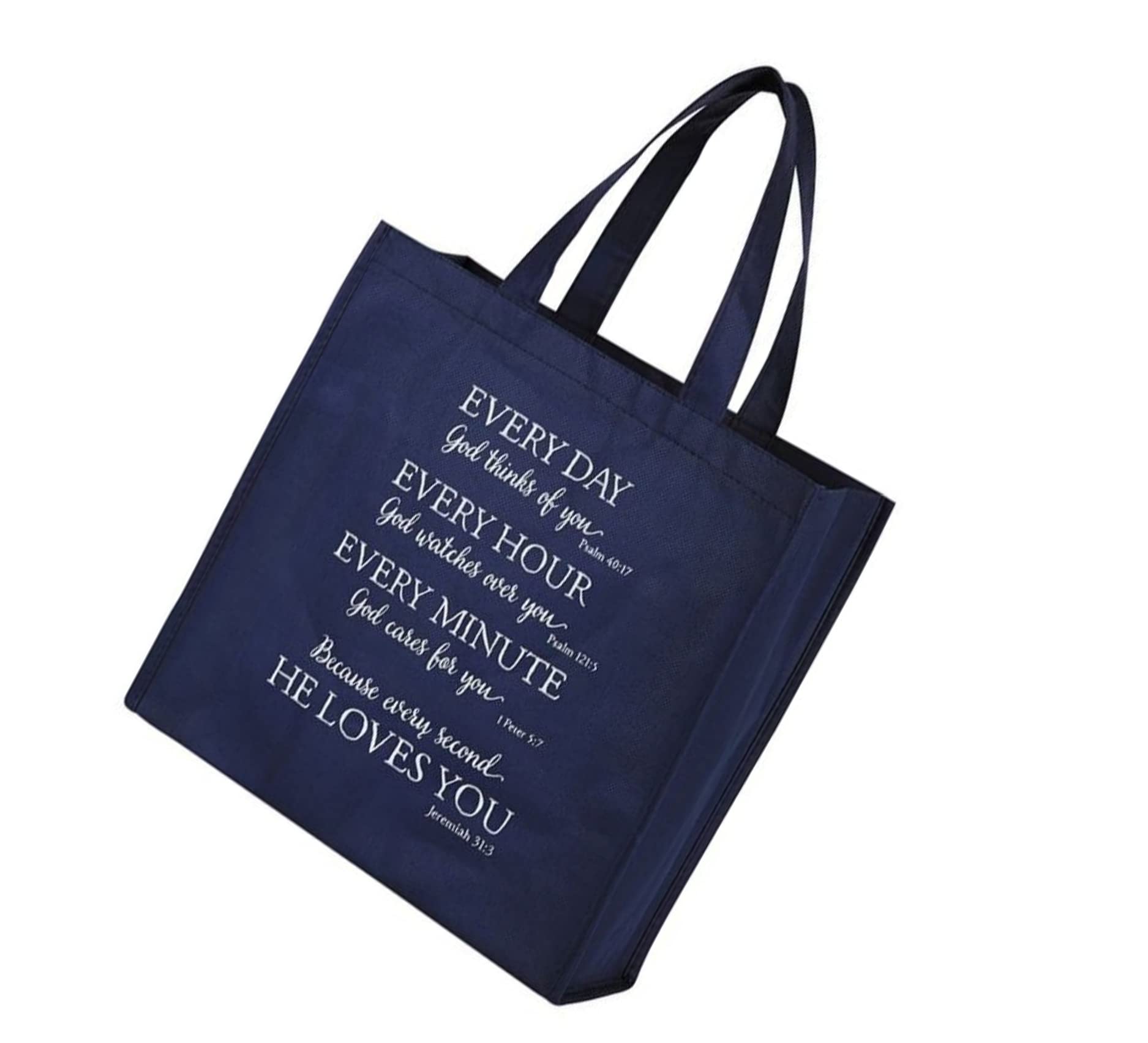 Christian Brands God Loves You Blessing Tote Bag, Blue, Large