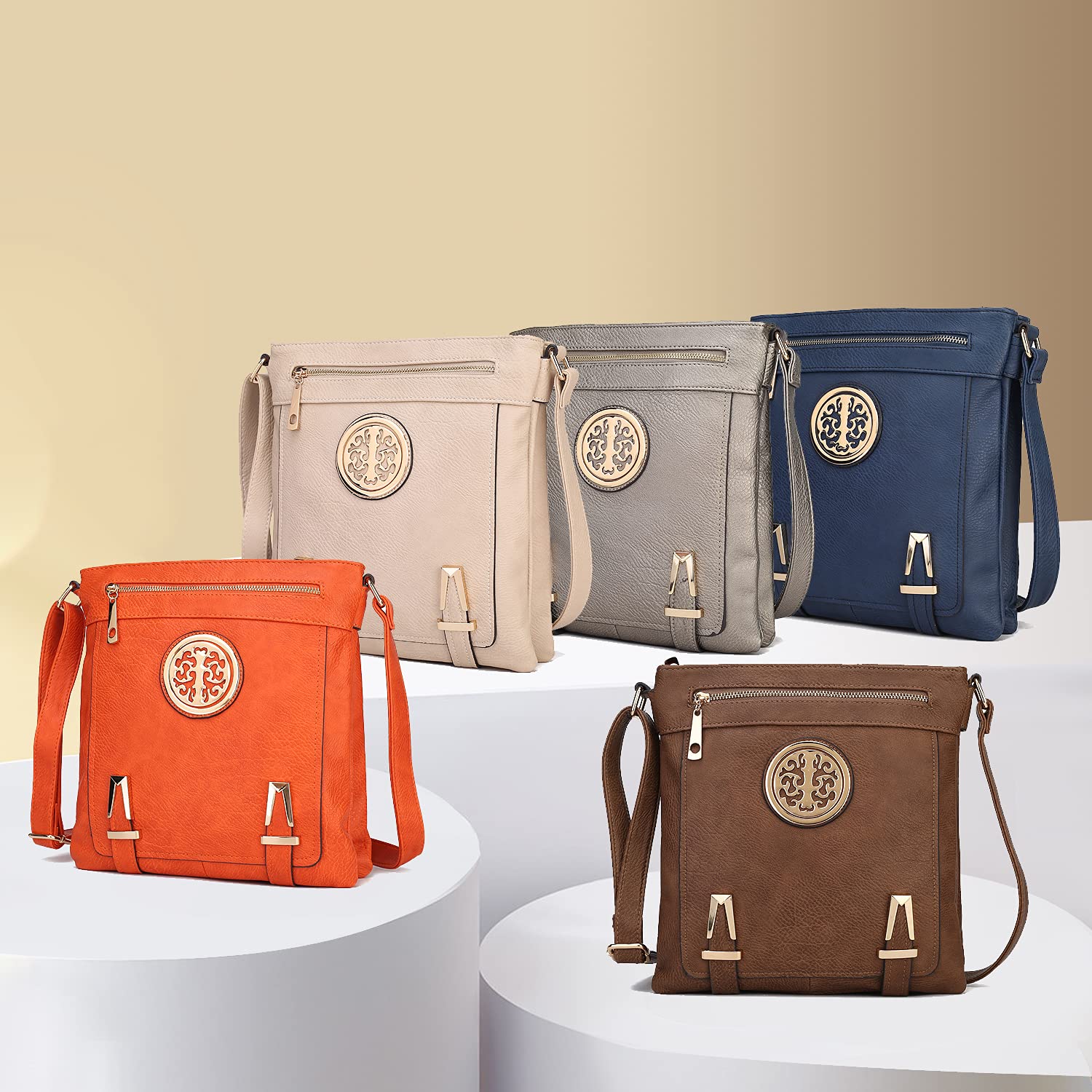 MKF Crossbody Bag for Women β PU Leather Pocketbook Handbag Multi Compartment Messenger Purse β Shoulder Strap