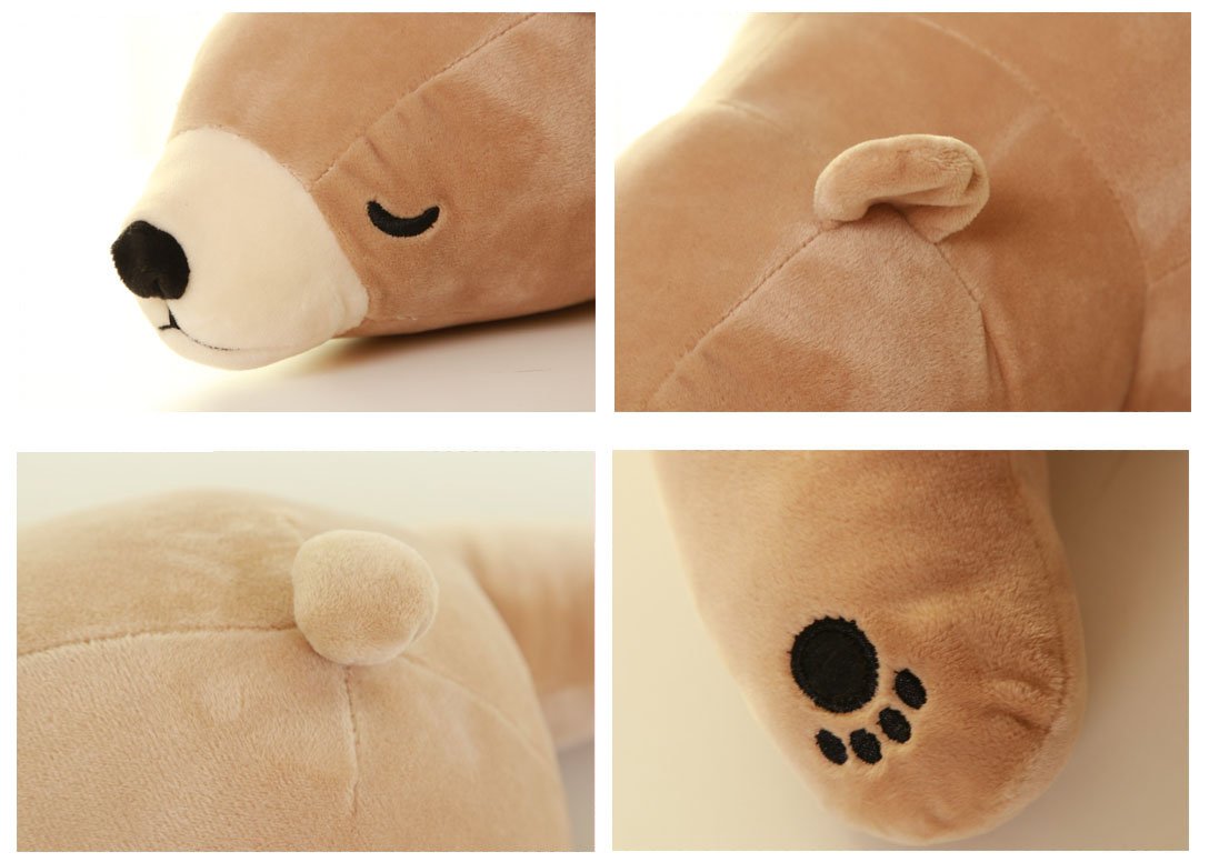 MMTTAO Polar Bear Plush Toy, 14" Brown Sleeping Stuffed Animal, Soft Huggable Doll for Kids & Adults