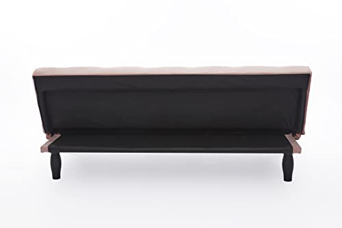 Livavege Convertible Futon Sofa Bed, 66" Velvet Upholstered Sleeper Couch Daybed with Adjustable Backrest for Studio, Apartment, Office, Small Space, Compact Living Room, 66 INCH, Pink