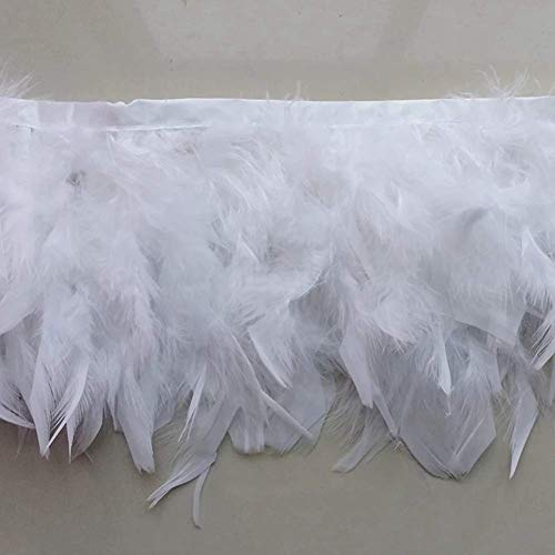 Sowder Turkey Feathers Trim Fringe for Party Wedding Dress Sewing Crafts Costumes Decoration Pack of 2 Yards (White)