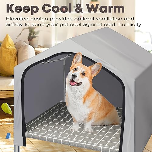 Indoor Cat House,Elevated Cat Bed with Canopy,Outdoor Water Proof Pet Tent, Chew Proof Cat Condo,for Small Cats/Dogs,Suitable for Indoor &Outdoor