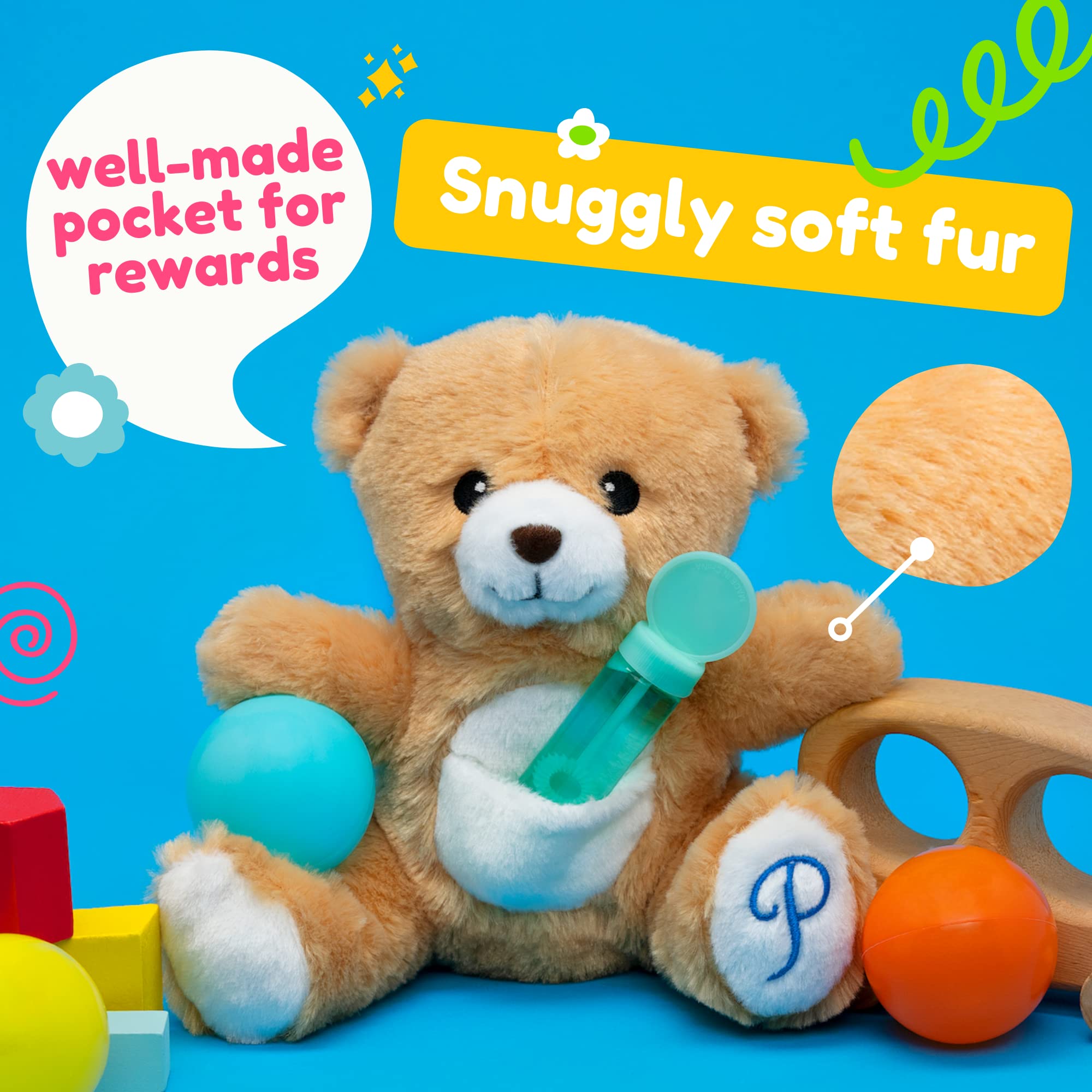 Potty Train with Pinky Bear, Reward Based Potty Training Bear w/Prize Pocket/Pouch & Childrens Board Book, Learning Tool for Toddlers, Boys & Girls - Teaching Potty Chair Fun & Awareness Ages 2-3+