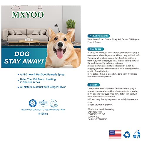 MXYOO Dog Stay Away Spray, Training Your Dog Where Not to Urinate, Training Corrector Pets Deterrent, Indoor & Outdoor Use, No More Marking
