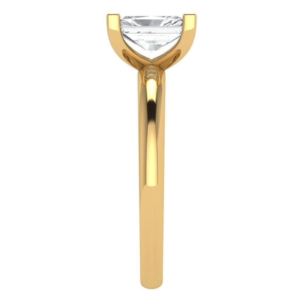 Clara Pucci 1.0 ct Emerald Cut Solitaire Moissanite Engagement Wedding Bridal Promise Anniversary Ring 18K Yellow Gold Size 6.5