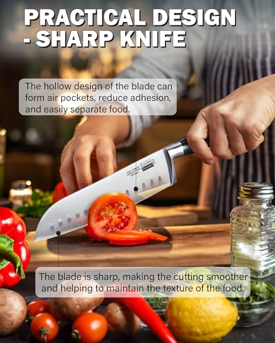 Cooks Standard High Carbon Stainless Steel Knife Set 2-Piece, 8" Chef’s Knife and 7" Santoku Knife Classic Sharp Kitchen Knives Set, Ergonomic Handle