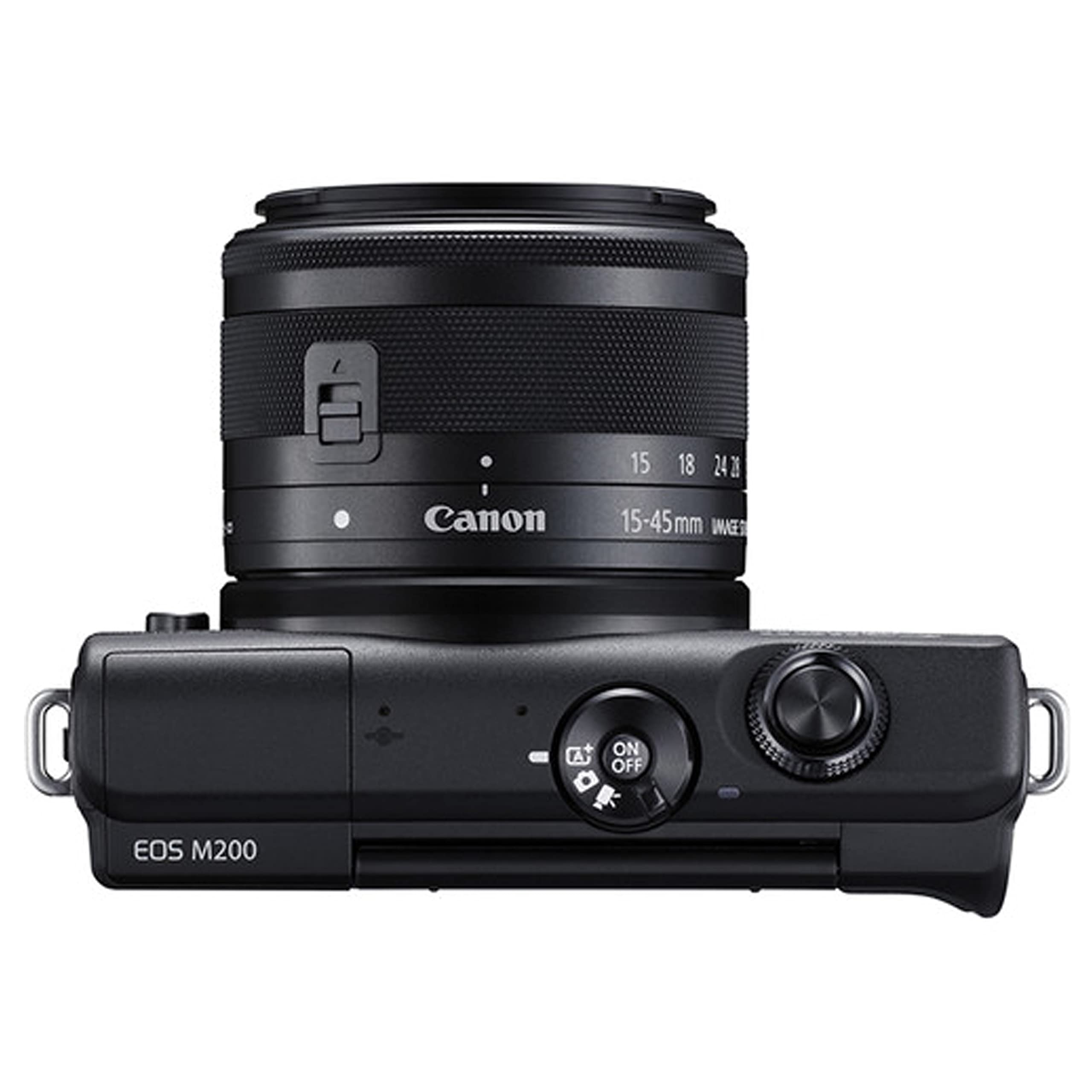 Canon EOS M200 Mirrorless Camera (White) w/EF-M 15-45mm f/3.5-6.3 is STM Lens + EF 75-300mm f/4-5.6 III Lens + 2X 64GB Memory + Case + Microphone + Tripod + More (35pc Bundle)