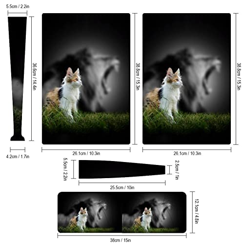 Cat with Angry Lion Full Protective Skin Cover Design Wrap Decal Sticker Compatible with PS5 Digital Edition Console and Controller