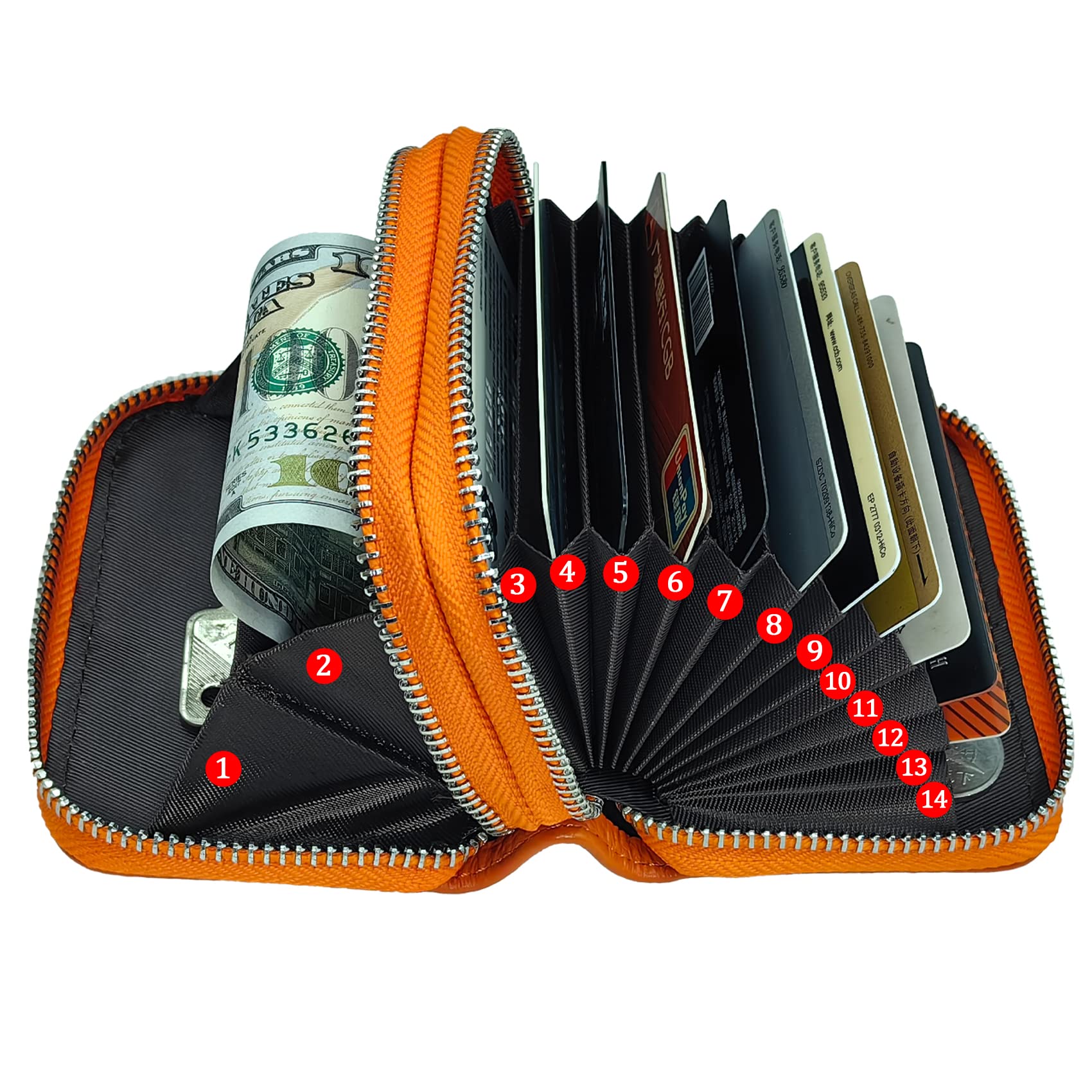 Small Soft Leather Wallet For Women, RFID Blocking Ladies Card Holder with Zipper Pocket C-B-B2 (Brown)